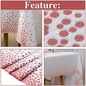 8 Pack Rose Gold Tablecloths Plastic Tablecloths for Rectangle Tables, Disposable Tablecloth Waterproof White Table Cloths 54" x 108" Disposable Table Covers for Party Thanksgiving Christmas