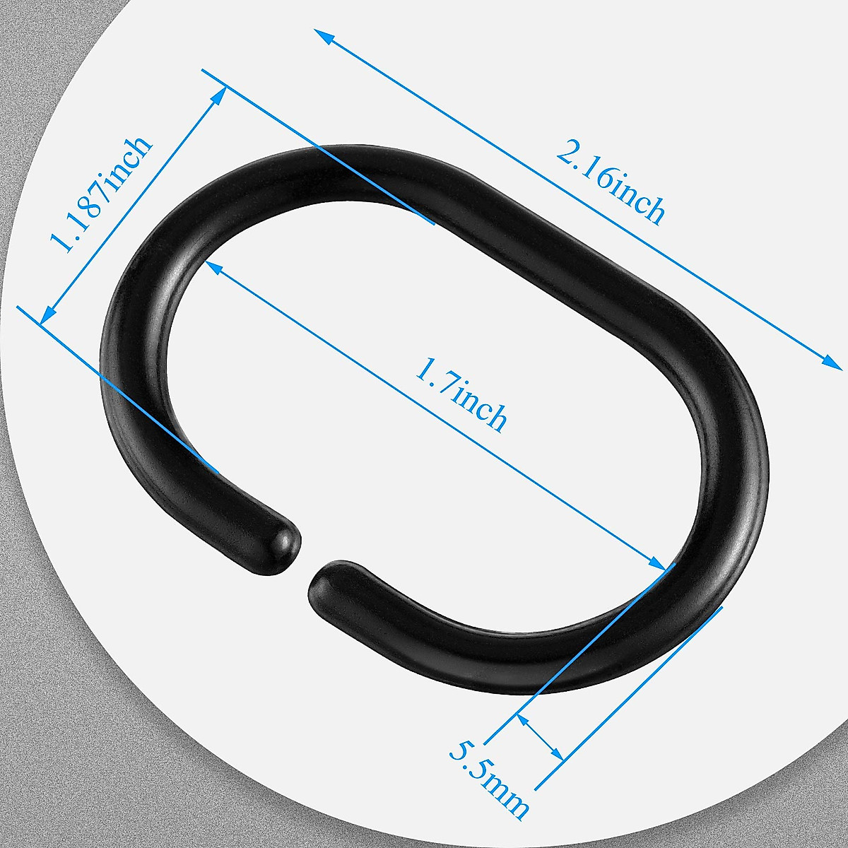 24 Packs Plastic Shower Curtain Rings Hooks for Bathroom Shower Window Rod (Black)