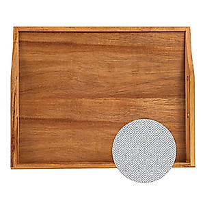 Rossie Home Acacia Wood Bed Tray Lap Desk with Detachable Cushion, Serving Tray - Natural - Fits up to 15.6 Inch Laptops - Style No. 76106