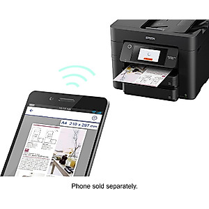 Epson Workforce Pro WF-4833 Wireless Color All-in-One Inkjet Printer, Black - Print Scan Copy Fax - 4.3" Touchscreen LCD, 25 ppm, 4800 x 2400 dpi, Auto 2-Sided Printing, 50-Sheet ADF, USB, Ethernet