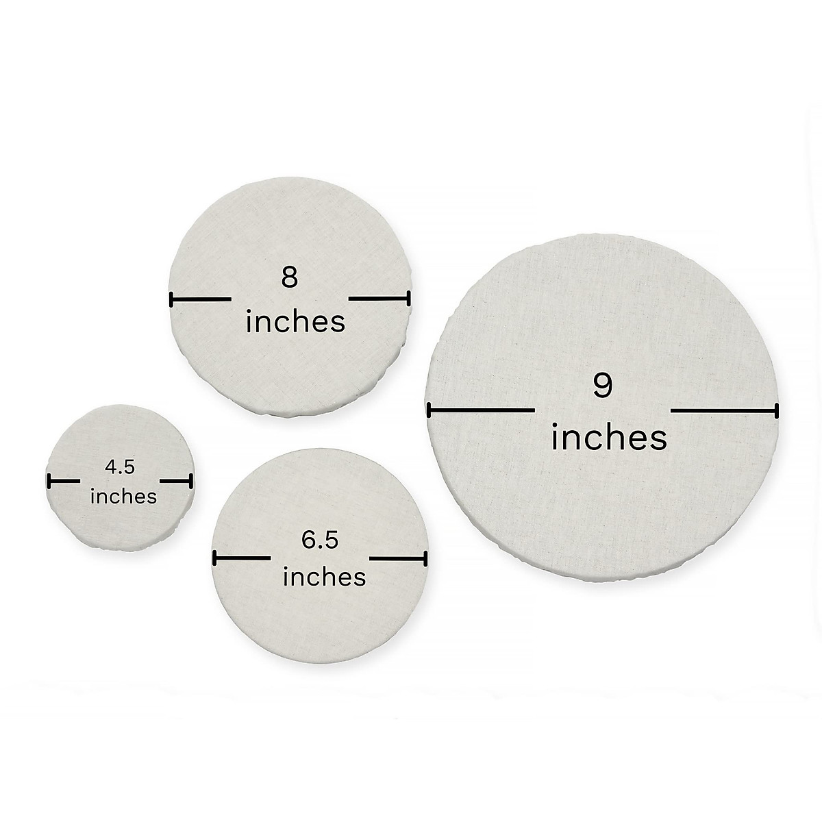 Reusable Fabric Bowl Covers for Bread Proofing - 4 Pieces, Washable and All-Natural 100% Cotton Cloth Bowl Covers for Bread Rising - Elastic Closure Fits Multiple Bowl Sizes (Off-White)