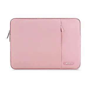 MOSISO Laptop Sleeve Bag Compatible with MacBook Air/Pro, 13-13.3 inch Notebook, Compatible with MacBook Pro 14 inch 2023-2021 A2779 M2 A2442 M1, Polyester Vertical Case with Pocket, Pink