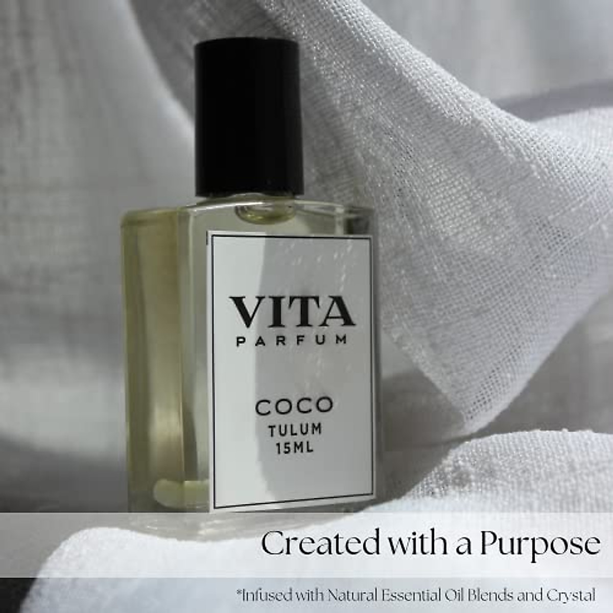 Vita Parfum Coco Perfume Oil, Mini Roll On Perfume for Women in Coco Tulum Scent, 15ml