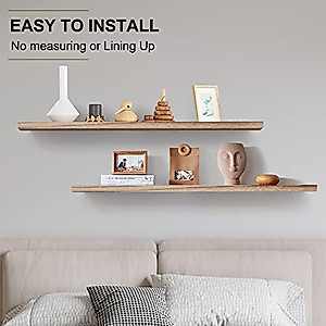 Floating Shelves, 36 Inch Wall Shelf Set of 2, Rustic Wood Shelves for Wall Storage, Fireplace Mantel, Wall Mounted Wooden Display Shelf for Bathroom Bedroom Kitchen Garage, Carbonized Black