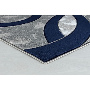 GLORY RUGS Area Rug Modern 8x10 Navy Circles Geometry Soft Hand Carved Contemporary Floor Carpet Fluffy Texture for Indoor Living Dining Room and Bedroom Area