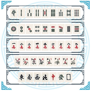 IRONWALLS Chinese Majong Set, 146PCS Mahjong Tile Set with 1” Majongg Tiles, 2PCS Dice & Wooden Carrying Case Box, Complete Majong Game Sets for Travel Party Family Game