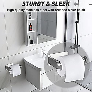 Toilet Paper Holder Stand Wall Mounted - MDHAND Self Adhesive Toilet Paper Holder, 304 Stainless Steel Toilet Paper Roll Holder for Bathroom Kitchen Washroom