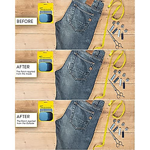 ZEFFFKA Premium Quality Denim Iron-on Jean Patches Inside & Outside Strongest Glue 100% Cotton Assorted Shades of Blue Black Repair Decorating Kit 10 Pieces Size 4-1/4" by 3-3/4" (9.8 cm x 10.8 cm)