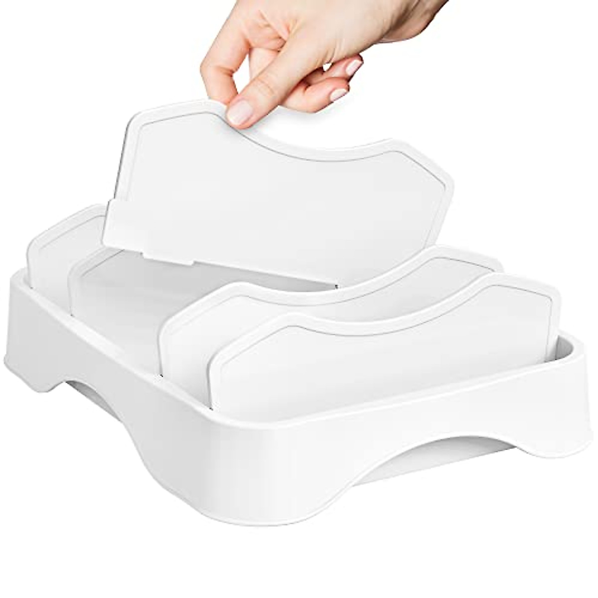 Simple Houseware Food Container Lid Organizer, Adjustable Dividers Lids Storage, 10''x8'', White
