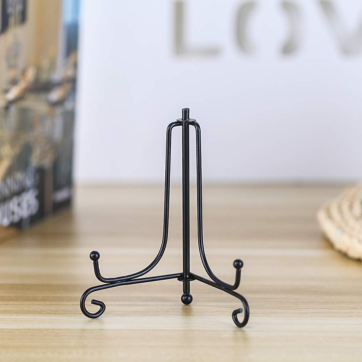 (4 Pack) Iron Display Stand, Black Iron Easel Plate Display Photo Holder Stand, Displays Picture Frames, Decorative Plates, Tablets and Art 4 Inch