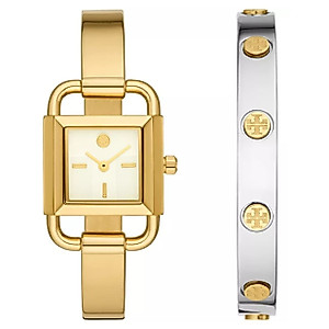 Tory Burch TBW7257 Cream Dial Gold Tone Stainless Steel Bracelet Band with Two Tone Bracelet Band Phipps Watch Women's Gift Set