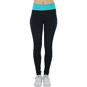 ToBeInStyle Women's Fold Over Yoga Leggings - Mint-Black - One Size
