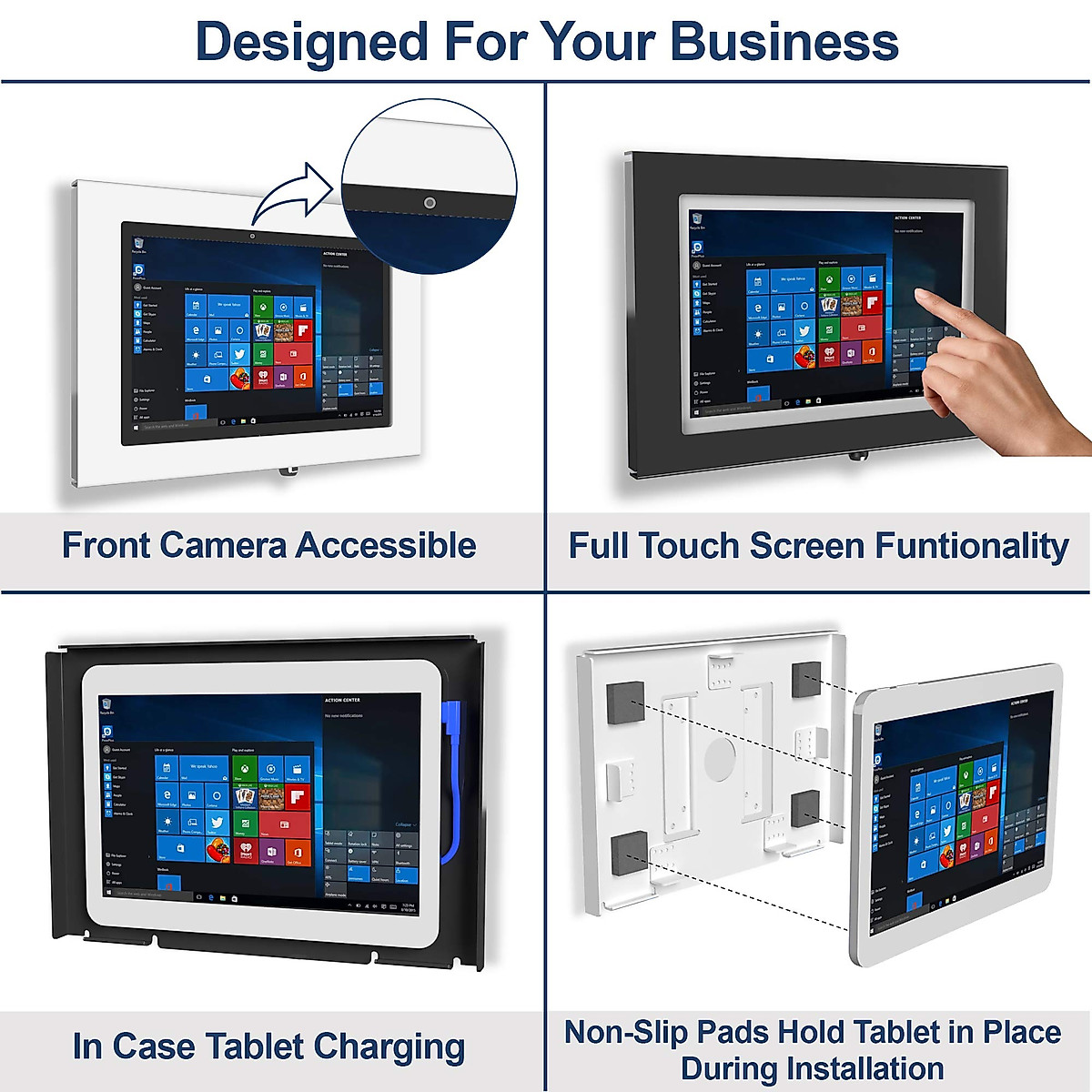 TABcare Security Locking Metal Case for Dell Latitude 5285 5290 7200 7210 as Kiosk, POS, Store, Show Display (Black, Wall Mount VESA)