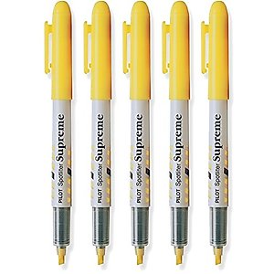 Pilot Spotliter Supreme Fluorescent Highlighters Chisel Tip Yellow 5-PACK(16008)