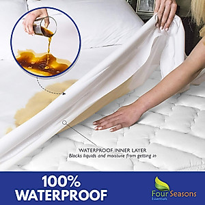 Queen Size Mattress or Box Spring Encasement (5" to 8" Depth) - Low Profile Waterproof Zippered Protector Hypoallergenic Premium Bed Cover Protects from Dust Allergens
