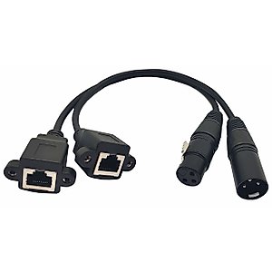 Traovien XLR to RJ45 Adapter Cable, (1 Pair) XLR 3 Pin Male & Female to RJ45 Female DMX Cat5 Ethernet Adapter Converter Cable for Stage and Recording Studio - 1Ft