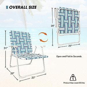 gaildon Webbed Folding Chairs for Outside, Aluminum Patio Beach Chairs for Outdoor Camp Lawn Lounge Backyard, Set of 2