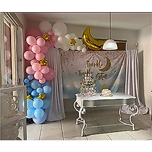 Gender Reveal Decorations Pastel Balloon Garland Arch Kits, 117PCS Blue And Pink White Gold Foil moon with twinkle twinkle little Star Gender Reveal Diy Baby Shower Balloons Party Supplies