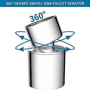 Faucet Aerator, Swivel Faucet Aerator,360°Twist Kitchen Sink Aerator, Sink Sprayer Attachment, Faucet Replacement Part 55/64'' Female Thread, Chrome