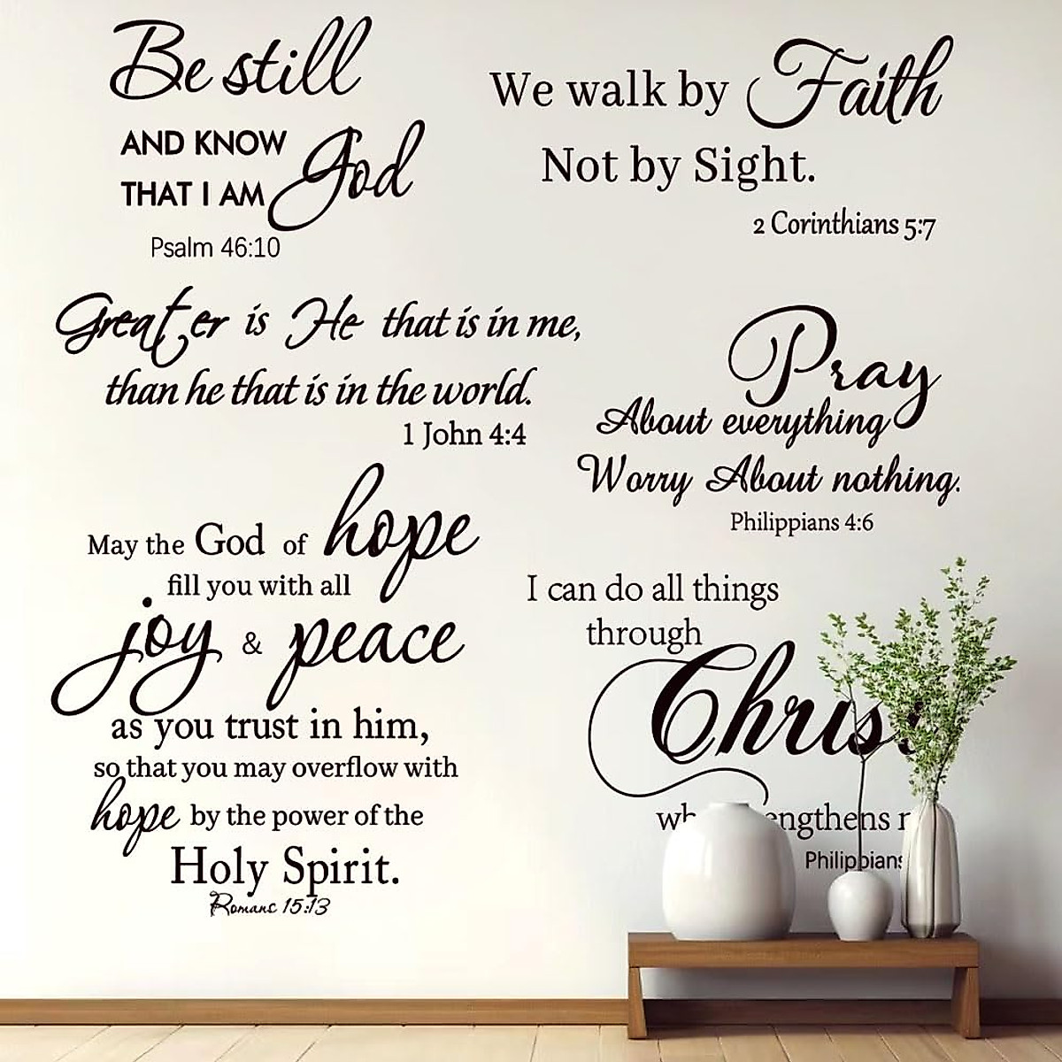 Inspirational Quote Wall Decals Religious Bible Verse Wall Stickers Peel and Stick Motivational Wall Decal for Bedroom Living Room Kitchen Dinning Office Bathroom.