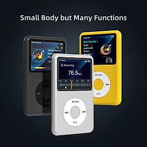 128G Innioasis Mp3 Player with Bluetooth, 2.4" Portable Mini HiFi Sound Bluetooth Walkman Digital Music Player with FM Radio Long Batter Life for Kids (Silver)