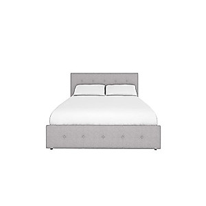 DHP Rose Upholstered Platform Bed with Underbed Storage Drawers and Button Tufted Headboard and Footboard, No Box Spring Needed, Full, Gray Linen