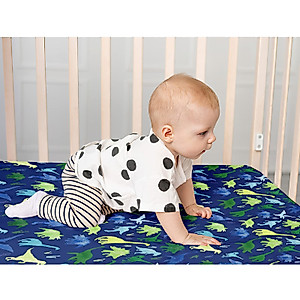 Boy Crib Sheet & Changing Pad Cover, Dinosaur Nursery Bedding, Dinosaur Sheets for Baby Toddler Mattress