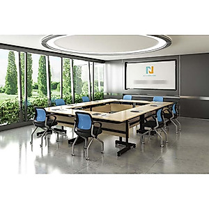 Flip Top Mobile Training Table with Modesty,Storage Layer and Lockable Wheels, Folding Meeting Room Table Boardroom Desk for Office Conference Room (Color : A, Size : 120 * 40 * 75cm)