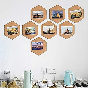 JF-XUAN Hexagon Cork Collage Board, Pin Board Decoration, Wall Cloth Bulletin Board, Very Thick 10 Piece, with Full Adhesive Back Side - Complimentary 50 Pieces Circuit Boards