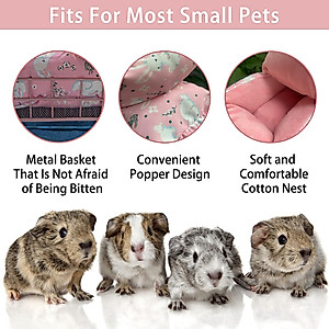 2 Pack Guinea Pig Rat Hammock Metal Year-Round Use，Small Animal Hanging Hammock for Cage Chew Proof，Mini Pet Covered Nest Hammock and Metal Basket for Rat, Mouse, Chinchilla, Ferret