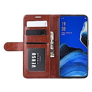 HualuBro Oppo Reno2 Z Case, Retro PU Leather Wallet Flip Folio Shockproof Phone Case Cover with Card Slots for Oppo Reno2 Z / Reno2 F/Reno 2Z / Reno 2F - Brown