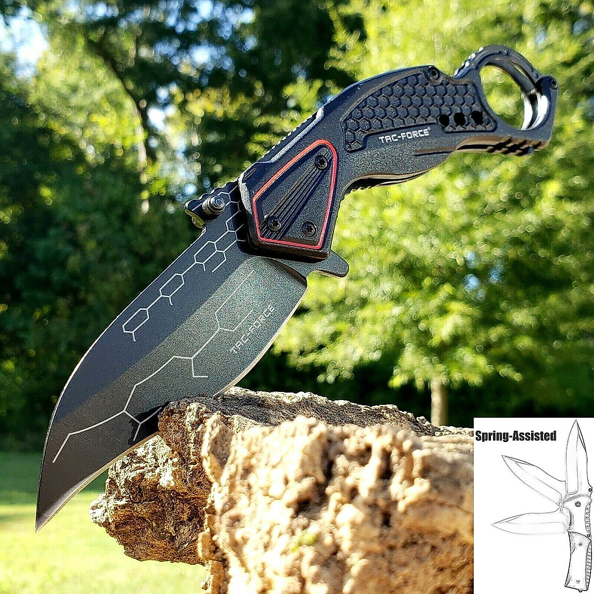 8" Karambit Open Folding Pocket Knife Black Red Tactical Outdoor Survival Hunting Knife for Camping by Survival Steel
