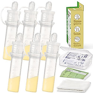 haakaa Colostrum Collector Kit Breast Milk Collector with Cotton Cloth Wipe and Storage Case, Ready-to-Use, Reusable, BPA Free, 4ml/6pcs
