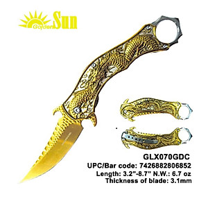 2 pieces Dragon knives gold and rainbow GLX070MIX