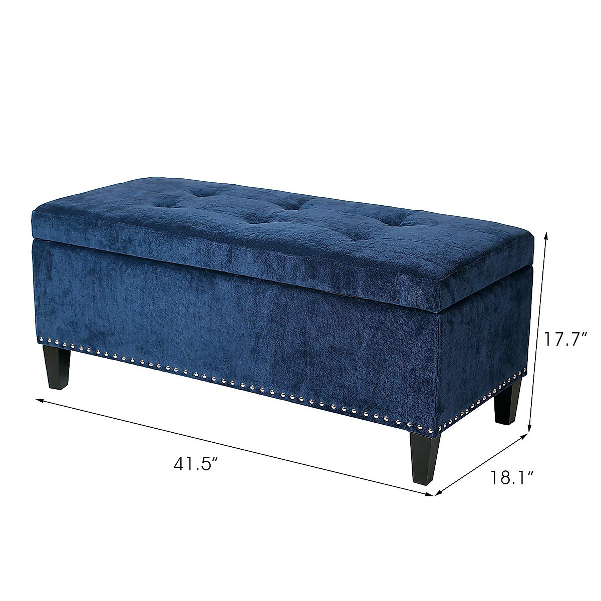 Joveco Storage Ottoman Bench Microfiber Rectangular Button Tufted Footstool Storage Room Organizer (Dark Royal Blue)