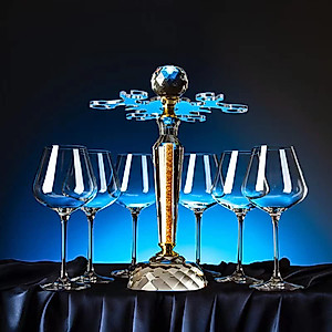 Elegant Desktop Crystal Glass Stemware Rack/Rotate 8 Wine Glass Storage Holder Stand Air Drying Rack (Gold)