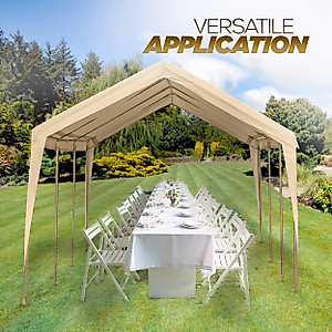 CARMOR Portable Carport Canopy 10x20 | Heavy Duty Portable Garage | Car Tent with Sidewalls and Windows | Car Canopy Tent 10x20 with Rolling Curtain and Doors | Car Port for Boat Storage & Party