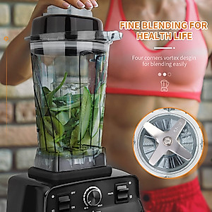 Bemkop Commercial Blender-Professional Countertop Blender with Timer,64oz-Heavy Duty Blender and Food Processor for Smoothies,Ice Crush,Frozen Drinks