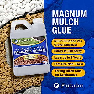 Magnum Mulch Glue (1 Gallon) - Mulch Glue and Pea Gravel Stabilizer, Lasts 12-24 Months, Fast-Dry, Non-Toxic, Strong Landscape Rock Glue & Gravel Glue by Fusion Chemical