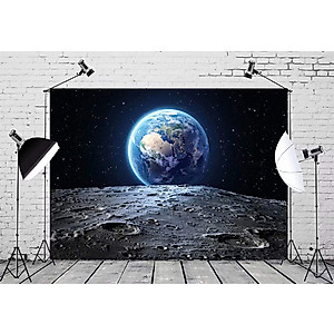 BELECO 7x5ft Fabric Outer Space Backdrop Universe Background Earth Moon Surface Furnished by NASA Planet Stars Photography Backdrop for Birthday Party Decoration Photoshoot Photo Background Props