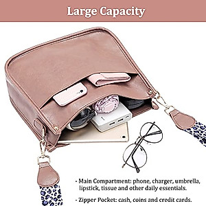 Crossbody Bags for Women Designer Leather Hobo Bag With 2 Adjustable Purse Strap Inside Zipper Pockets Crossbody Purse (Pink)