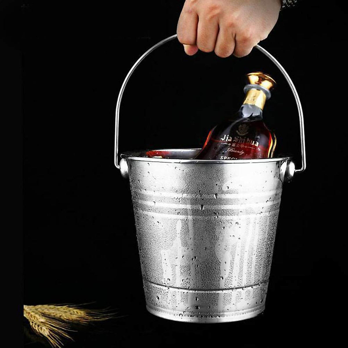 Champagne Ice Bucket Cocktail Party Ice Bucket 1L Stainless Steel Metal Ice Bucket Pails Champagne Wine Beer Beverage Tub for Drinks Party Ice Cube Container Bucket Favors Pails Favors Pails