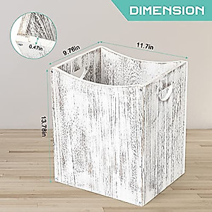 Wood Trash Can 5.3 Gallon Kitchen Garbage Can Rectangular Wastebasket with Built-in Handles Rustic Farmhouse Trash Can for Kitchen Bedroom Office Bathroom Under Desk Large Storage Rustic White