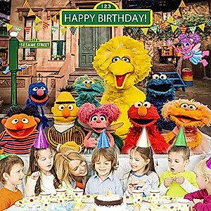 Elmo Street Cookie Monster Backdrop for Birthday Party Birthday Banner,Children Baby Shower Birthday Party Cake Dessert Table Decor Supplies Banner, Photo Studio Props7x5Ft