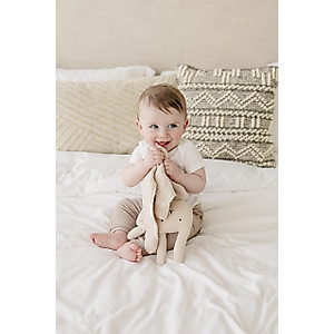 Marlowe & Co Organic Cotton Muslin Lovey Blanket, Organic Cotton Muslin Bunny Security Blanket (Natural Sand)