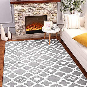 junovo Super Soft Shaggy Area Rugs for Bedroom Living Room, Modern Furry Rug Indoor Plush Carpet for Kids Girls Teens Room, Large Grey Runner Rug Fuzzy Nursery Rug for Dorm Room Home Decor, 4 x 6 Feet