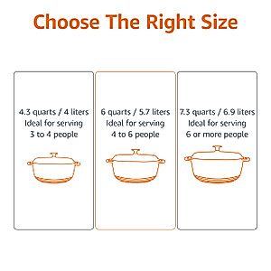 Amazon Basics Enameled Cast Iron Covered Dutch Oven, 6-Quart, Blue