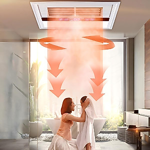 FLYINGFOX Bathroom Exhaust Fan with Heater and Ventilation Circulation LED Lamp Combo, Bathroom Fan 2300 Watt Heater, 160 CFM，White