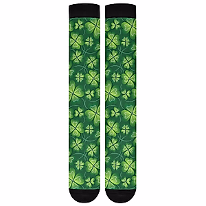 xigua Green Four-leaf Clover Compression Socks for Women & Men Circulation-Best for Running,Nurse,Travel,Cycling