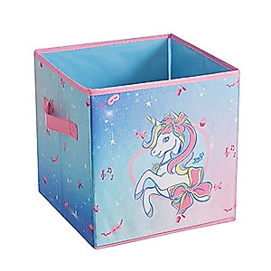 Idea Nuova Nickelodeon JoJo Siwa Glow in The Dark Collapsible Storage Cubes, Set of 2, 10"x10"